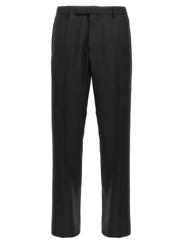 Gucci Tailored Twill Pants With Embroidered Logo - Black