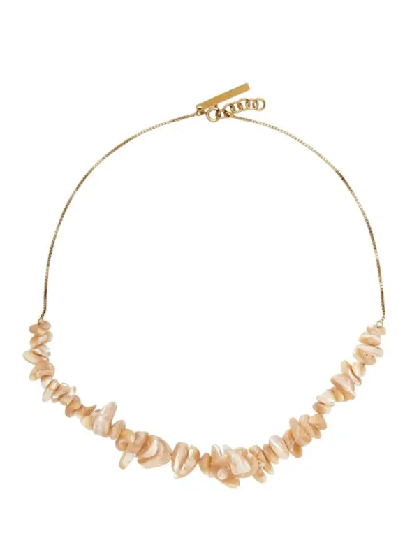 Dries Van Noten Beaded Necklace With Brass Accents - Silver