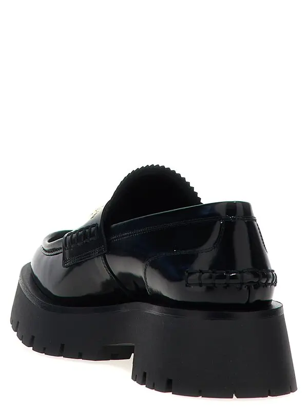 Alexander Wang Carter Lug Leather Loafers With Metal Logo - Black