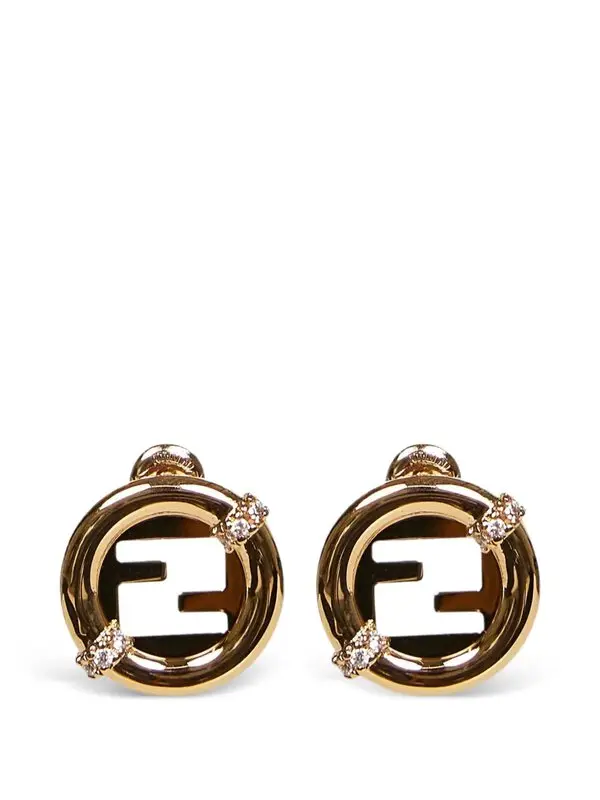 Fendi Everround Metal And Crystal Earrings - Silver
