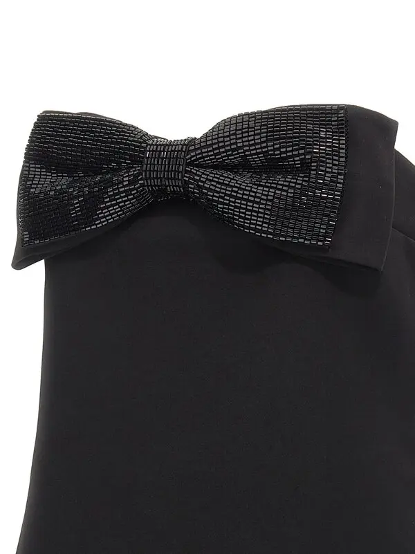 SELF-PORTRAIT Crepe Bandeau Top With Embellished Bow Detail
