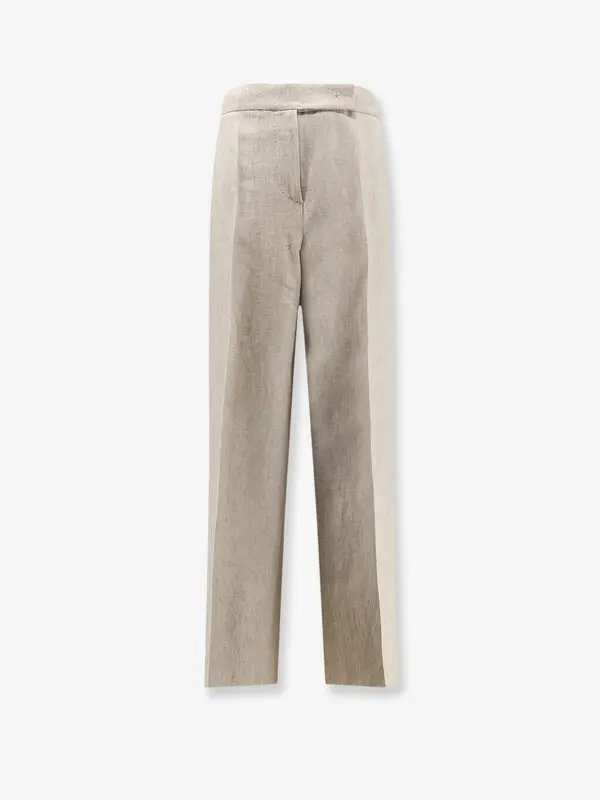 Max Mara Beige Linen Trousers