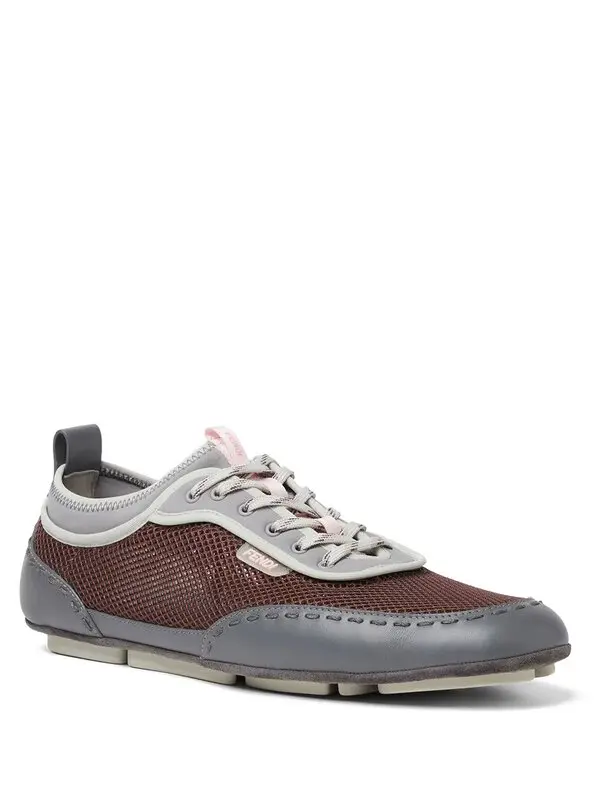 Fendi Fit Mesh And Leather Sneakers - Gray