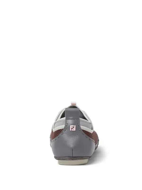 Fendi Fit Mesh And Leather Sneakers - Gray