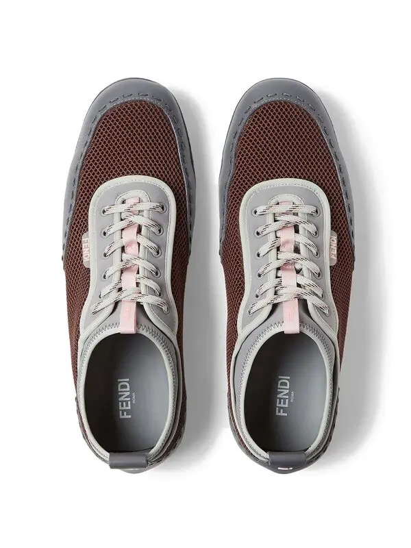 Fendi Fit Mesh And Leather Sneakers - Gray