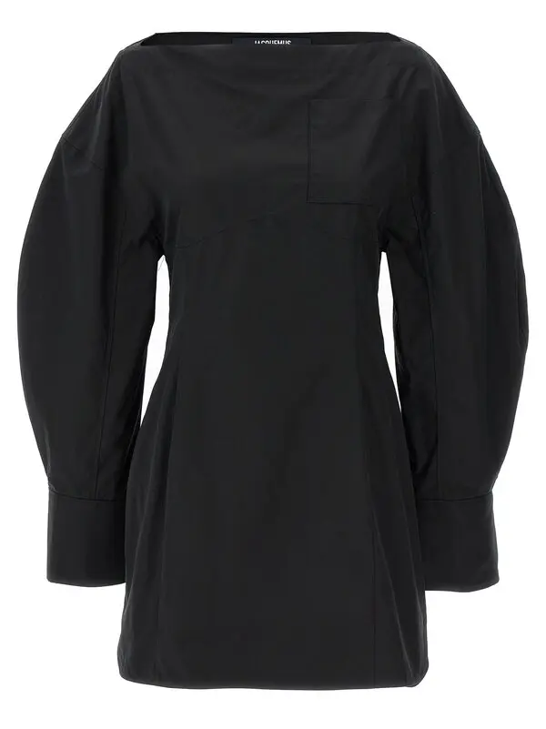 Jacquemus La Robe Chemise Casaco Cotton Poplin Dress - Black
