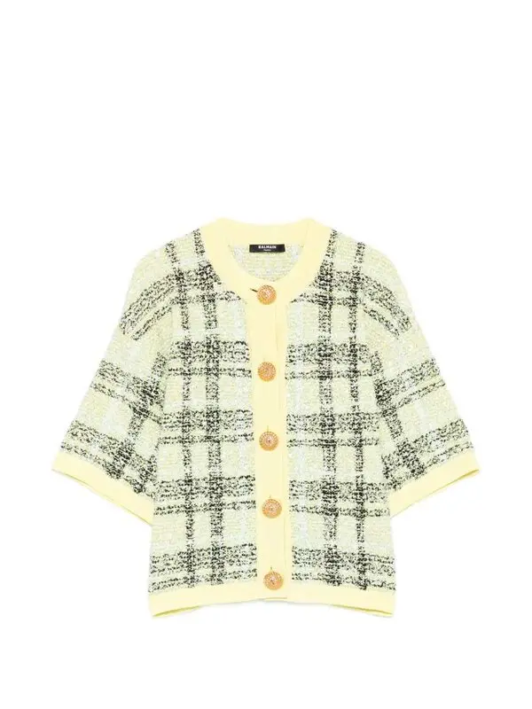Balmain Checked Tweed Cardigan - Multicolor