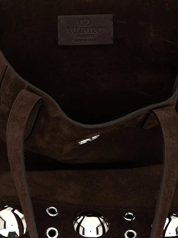 Valentino Garavani Nellcôte Medium Shopping Bag With Stud Embellishments - Brown