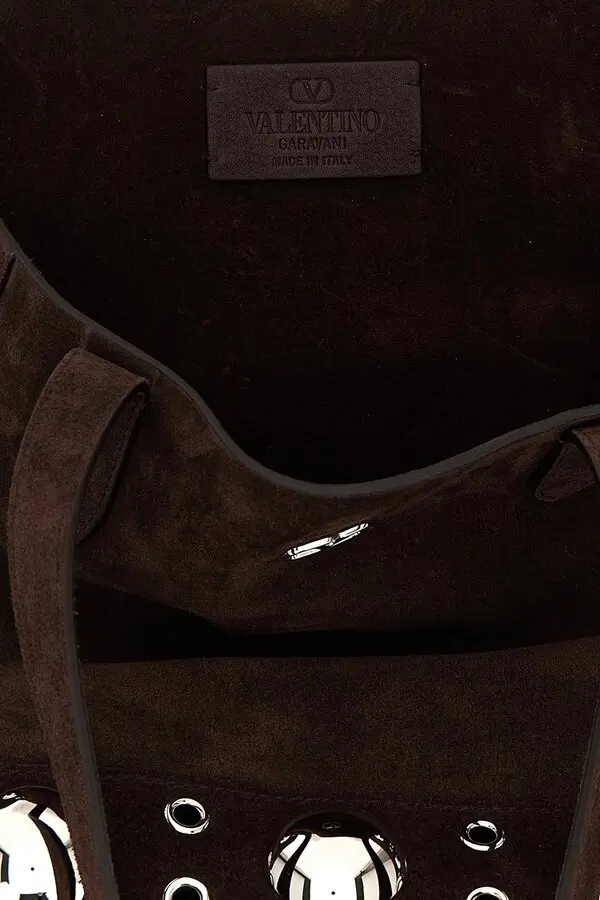 Valentino Garavani Nellcôte Medium Shopping Bag With Stud Embellishments - Brown