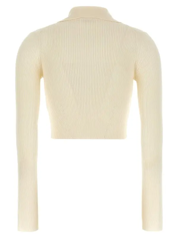 JIL SANDER Ribbed Collared Crop Cardigan