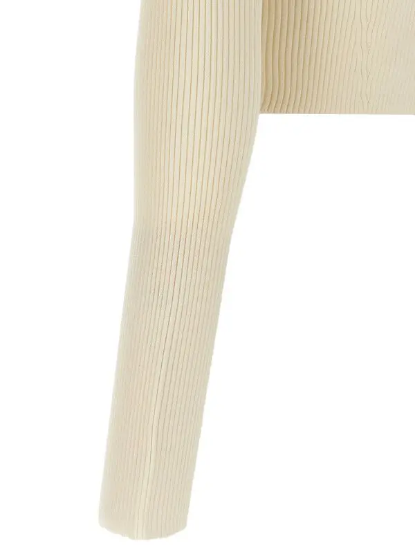 JIL SANDER Ribbed Collared Crop Cardigan