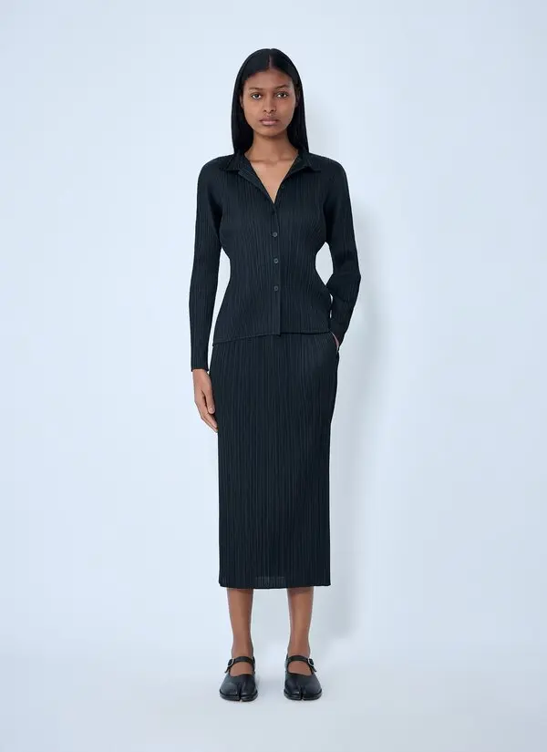 Issey Miyake Pleated Midi Skirt - Black