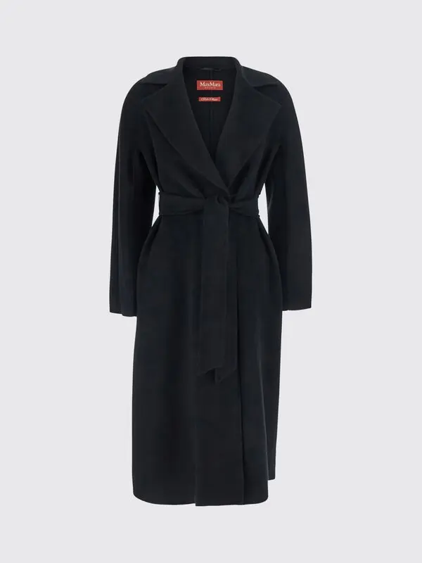 Max Mara Belted Long Coat - Black