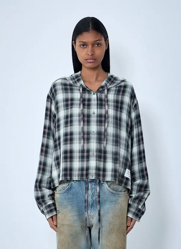 Acne Studios Hooded Check Shirt - Green