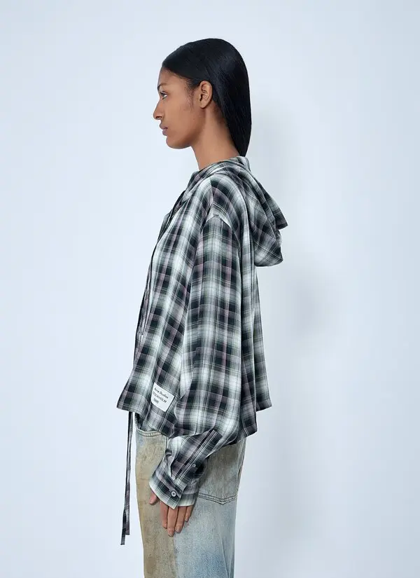 Acne Studios Hooded Check Shirt - Green