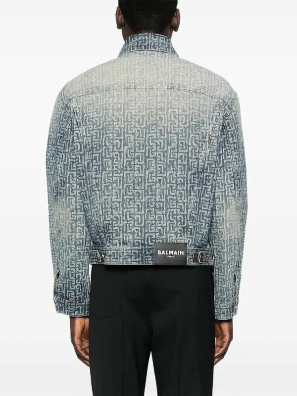 Balmain Monogrammed Denim Jacket - Blue