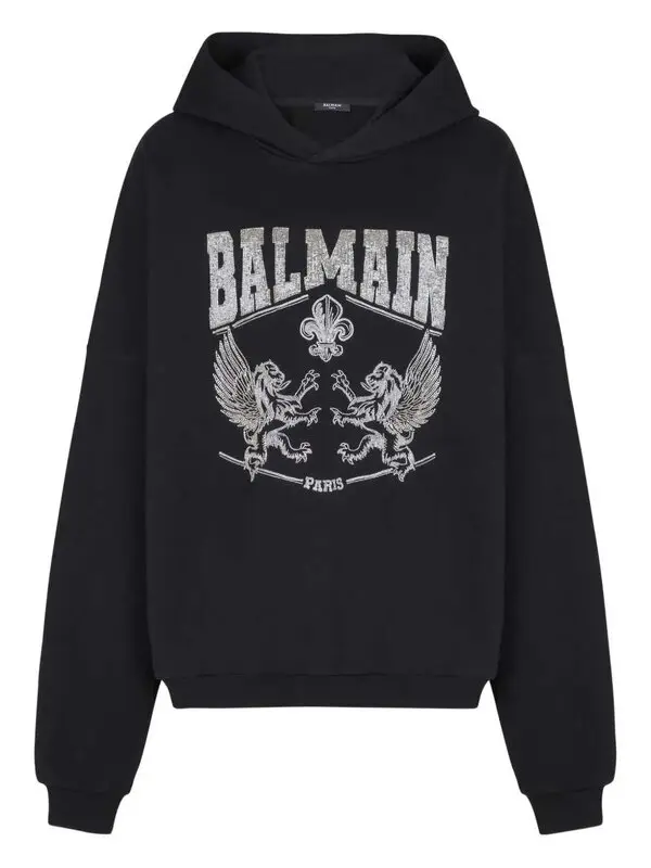 Balmain Graphic Crystal Embellished Hoodie