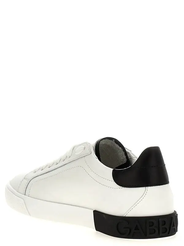 Dolce & Gabbana Portofino' Leather Sneakers With Pony Hair Logo - Multicolor