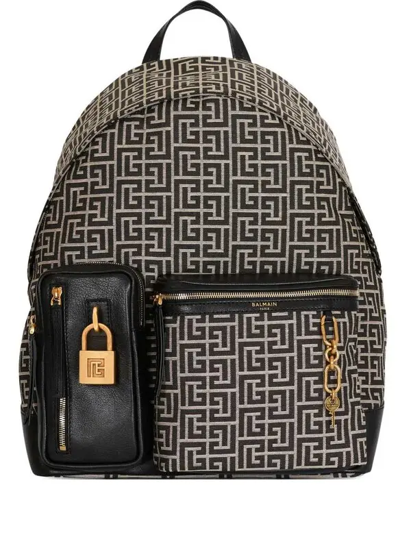 Balmain Pulse Backpack With Jacquard Monogram - Multicolor