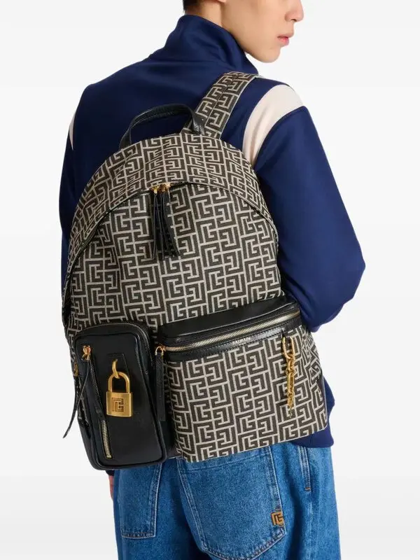 Balmain Pulse Backpack With Jacquard Monogram - Multicolor