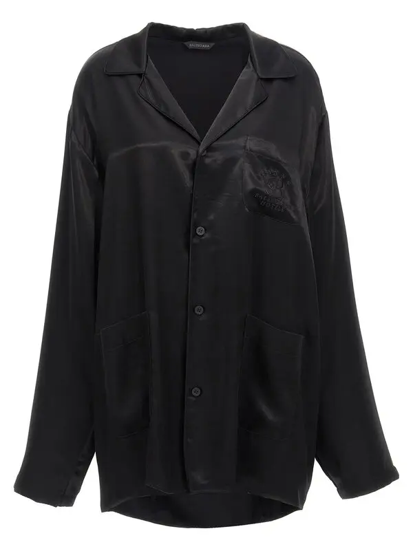 Balenciaga Oversized Viscose & Cupro Blend Shirt - Black