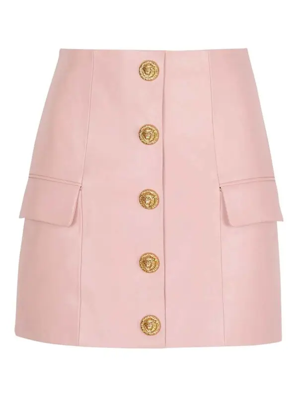 Balmain Buttoned Mini Skirt In Lambskin - Multicolor