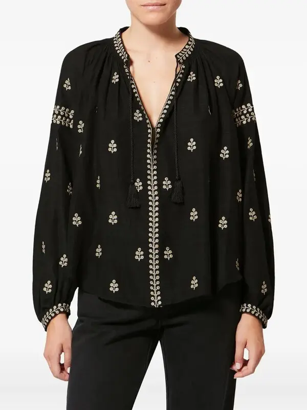 Isabel Marant Étoile Rodis Embroidered Tussar Silk Blouse
