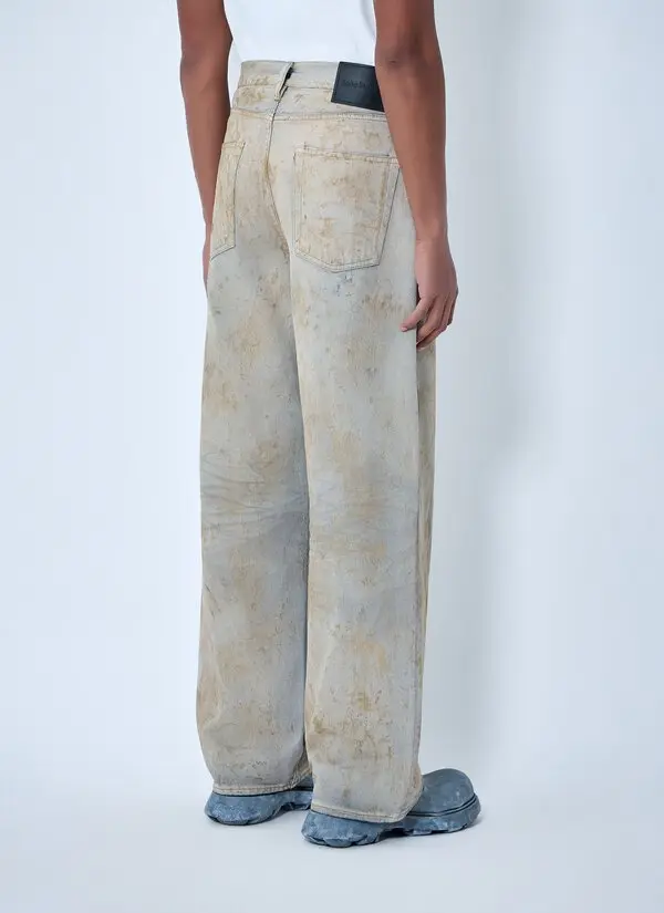 Acne Studios Wide-leg Distressed Denim Pants - Cream