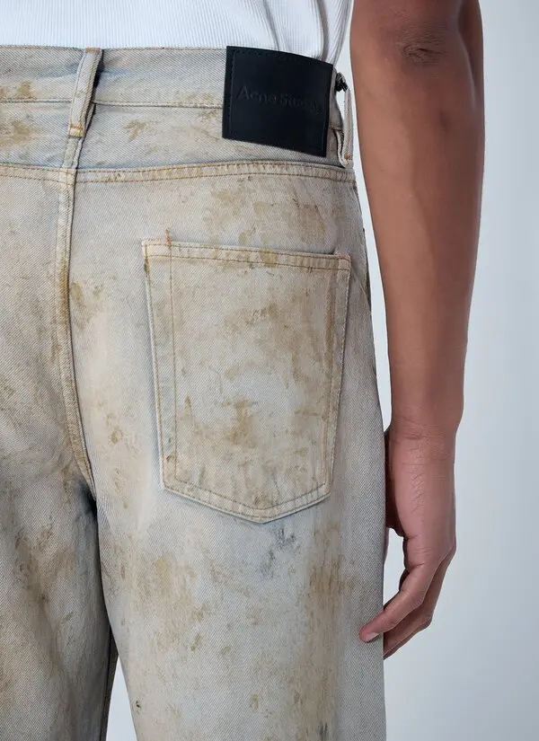 Acne Studios Wide-leg Distressed Denim Pants - Cream