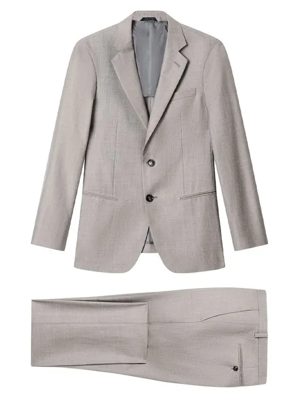 Giorgio Armani Soho Line Single-breasted Suit In Wool, Silk And Linen Grisaille - Gray