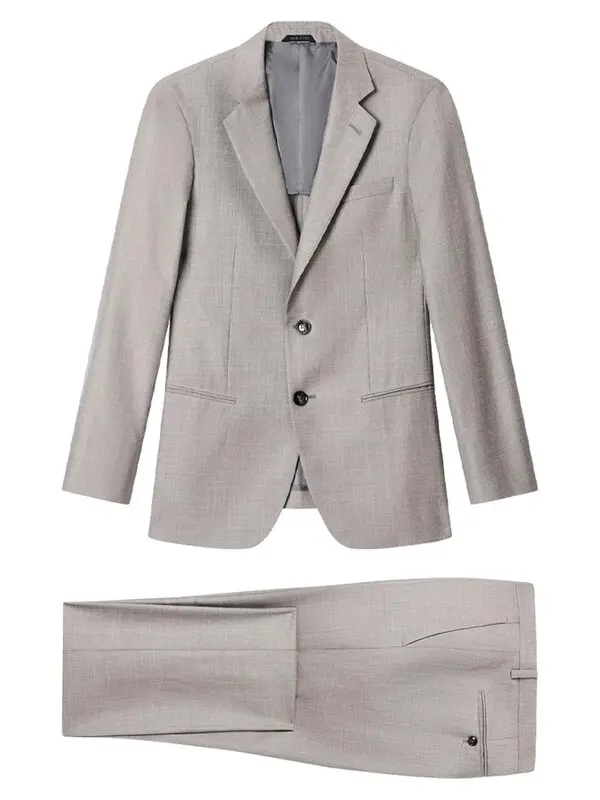 Giorgio Armani Soho Line Single-breasted Suit In Wool, Silk And Linen Grisaille - Gray