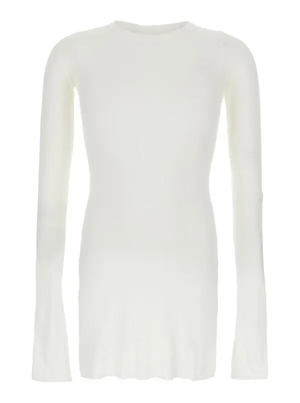Rick Owens T-shirt With Ribbed Design And Round Neck In Viscose And Silk Blend - White