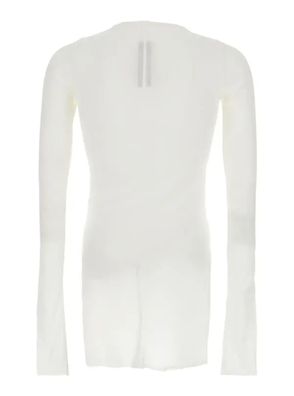 Rick Owens T-shirt With Ribbed Design And Round Neck In Viscose And Silk Blend - White
