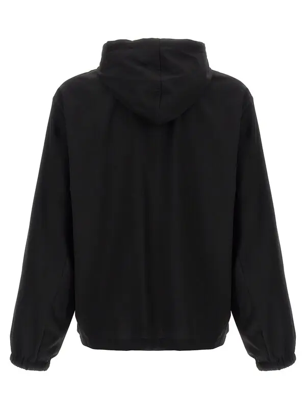 Givenchy Wool Zip-up Hoodie With Logo Plaque - Black