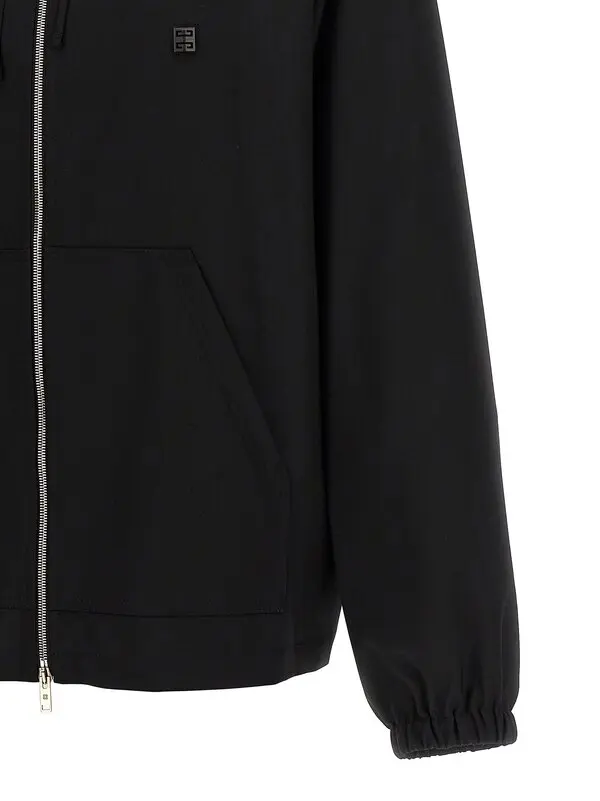 Givenchy Wool Zip-up Hoodie With Logo Plaque - Black