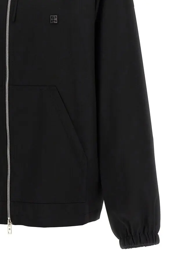 Givenchy Wool Zip-up Hoodie With Logo Plaque - Black