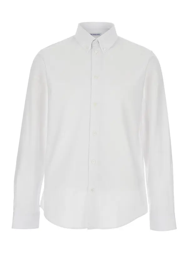 Burberry White Shirt With Button Down Collar In Cotton