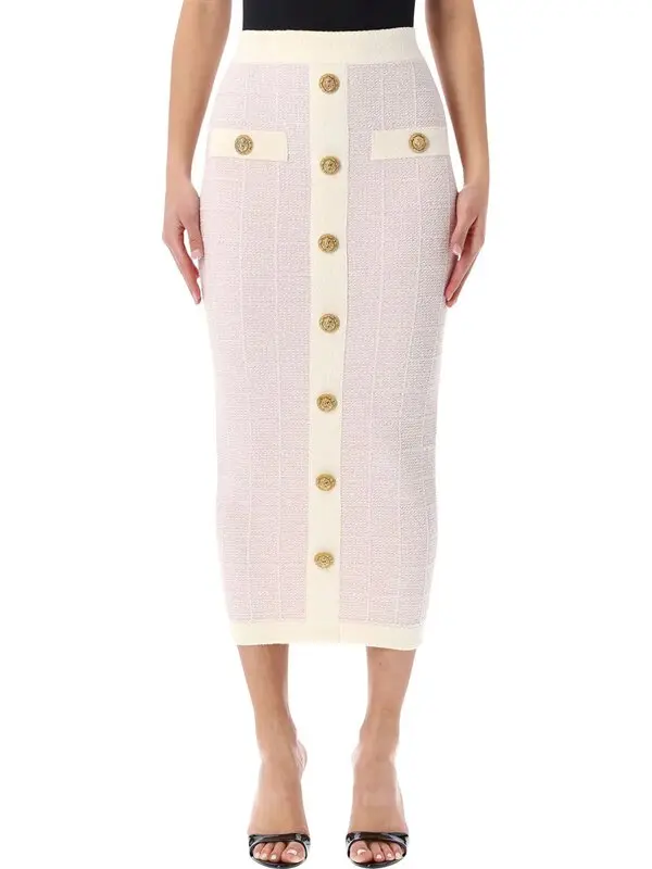 Balmain Embellished Button Skirt