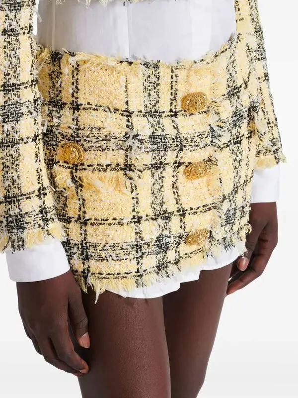 Balmain Tweed Skirt With Gold-colored Buttons