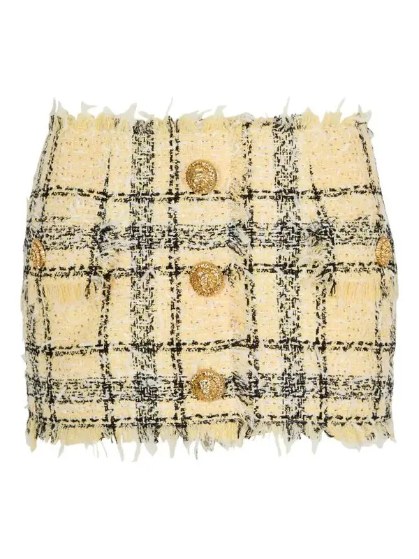 Balmain Tweed Skirt With Gold-colored Buttons - Multicolor