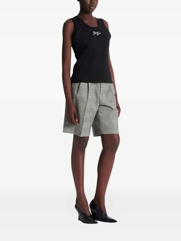 Balmain Sleeveless Logo Print Top - Black