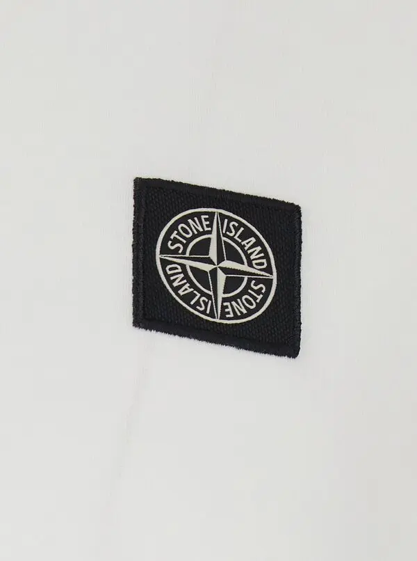 Stone Island Crew Neck T-shirt With Logo Patch On Front In Cotton For - White