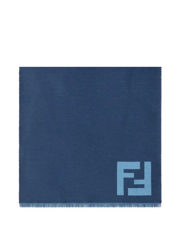 Fendi Wool Ff Logo Scarf - Blue