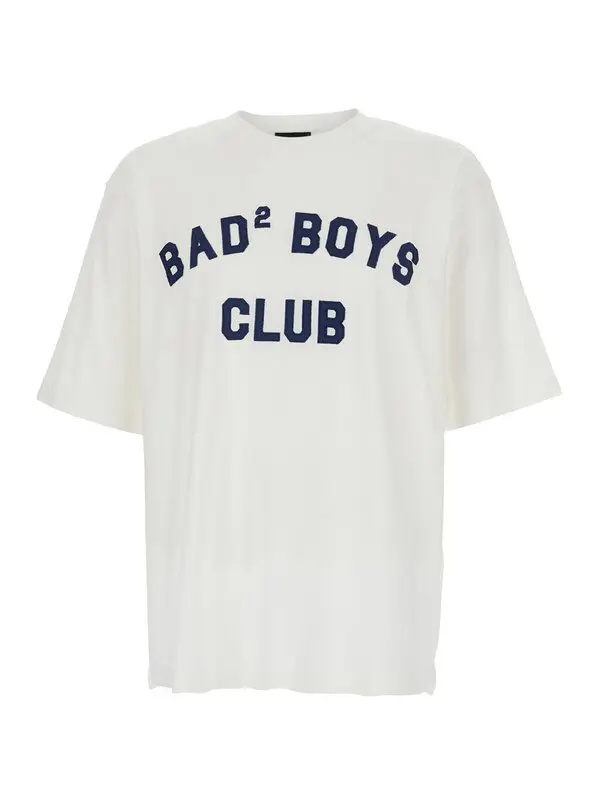 Dsquared2 White Crew Neck T-shirt With Logo Print On The Front In Cotton For - Multicolor