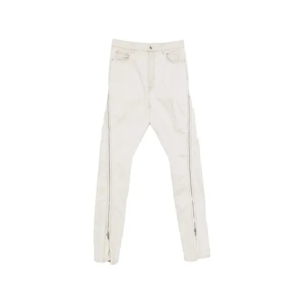 Rick Owens Bootcut Jeans With Side Zips - Cream