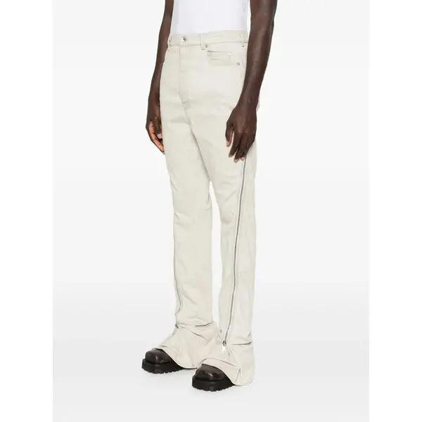 Rick Owens Bootcut Jeans With Side Zips - Cream