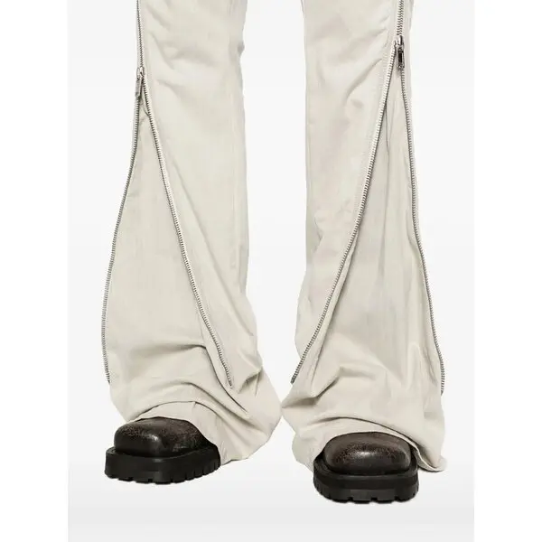 Rick Owens Bootcut Jeans With Side Zips - Cream