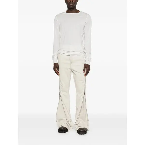 Rick Owens Bootcut Jeans With Side Zips - Cream
