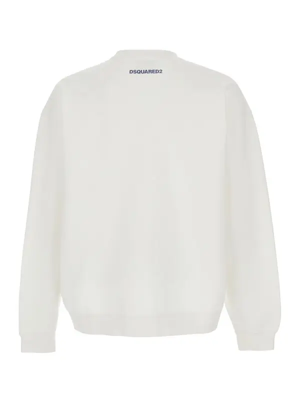 Dsquared2 White Crew Neck T-shirt With Front Print In Cotton For