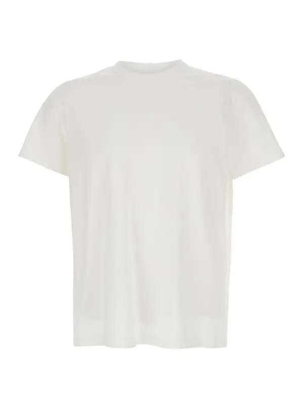 Rick Owens Crew Neck T-shirt With Tone On Tone Stitching In Cotton - White